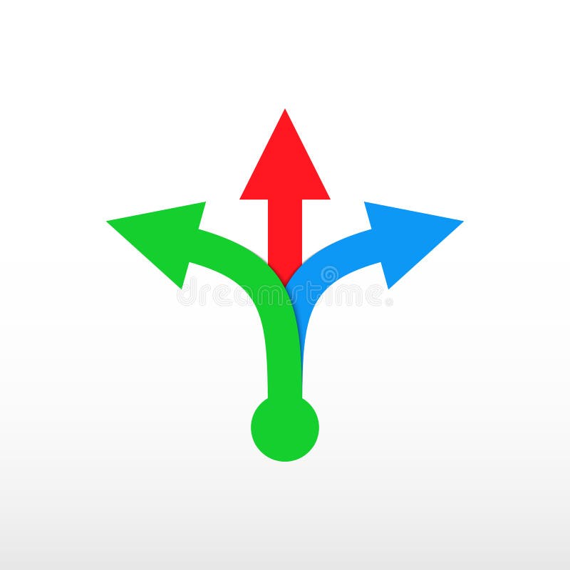 Three Way Direction Color Arrows Stock Vector Illustration Of Pathway