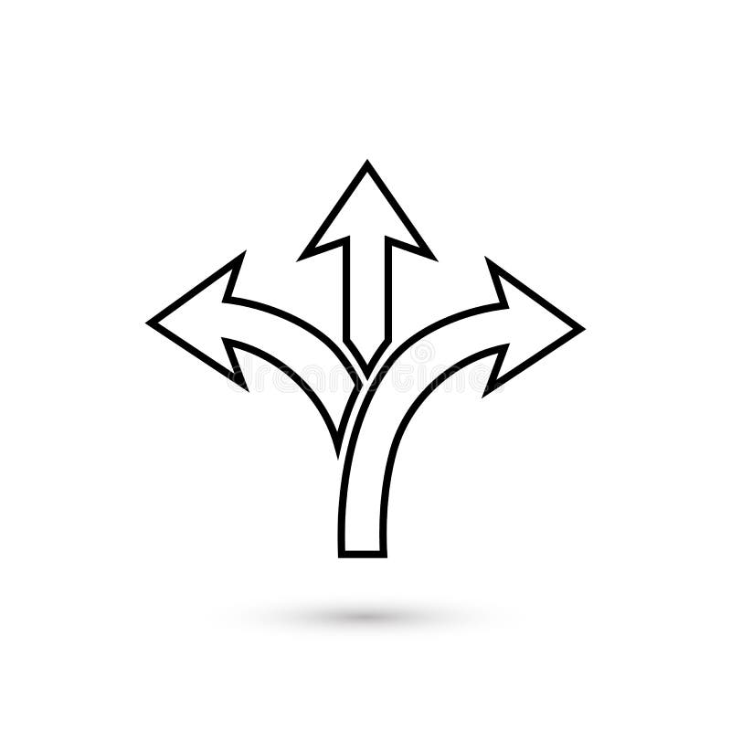 Three Way Direction Arrow in Flat Style. Vector Illustration Stock ...