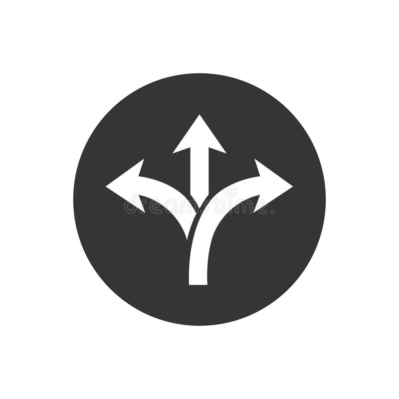 Three Way Direction Arrow in Flat Style. Vector. Road Direction Icon ...