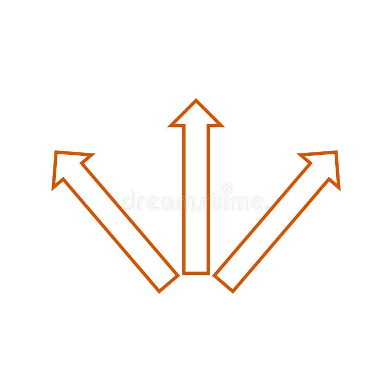 Three Red Way Direction Arrow Icon Isolated on White Background. Triple ... Three Red Way Direction Arrow Icon Isolated on White Background. Triple ...
