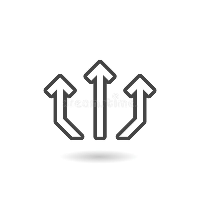 Three Way Direction Arrow Icon with Shadow Stock Vector - Illustration ...