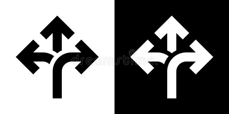 Three-way Direction Arrow Icon Vector in Clipart Concept. Crossroads ... Three-way Direction Arrow Icon Vector in Clipart Concept. Crossroads ...