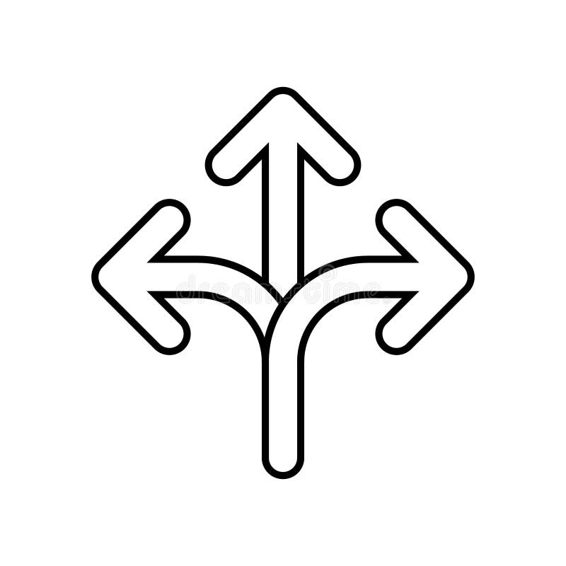 Three-way Direction Arrow Icon Vector in Line Style Stock Vector ... Three-way Direction Arrow Icon Vector in Line Style Stock Vector ...