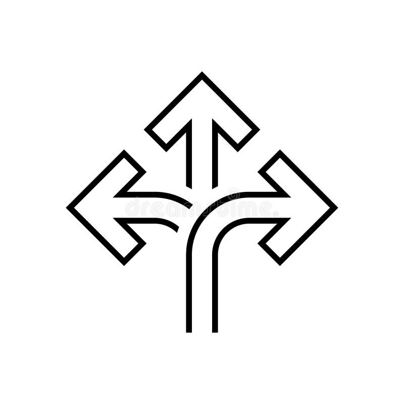 Three Way Direction Arrow Outline Icon. Triple Arrows Sign Symbol Stock ...