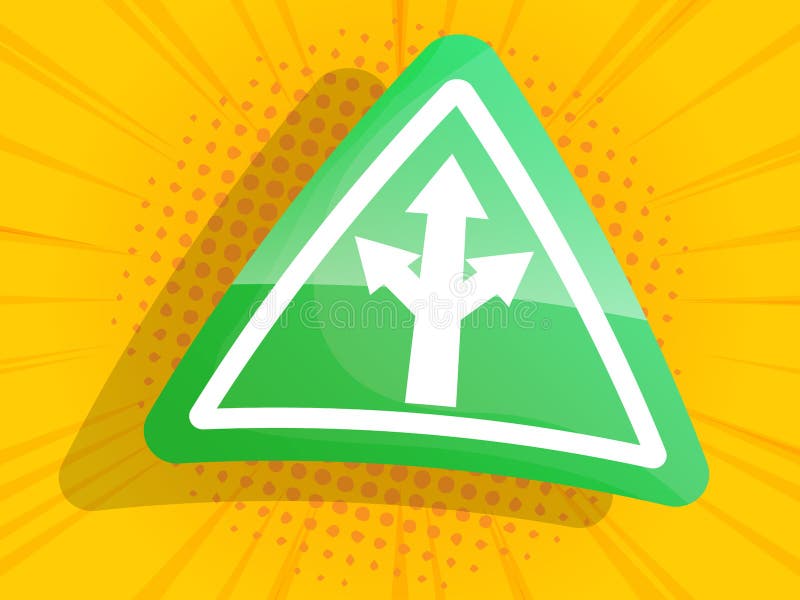 Three Way Direction Arrow Sign with Comic Background Stock Vector ...