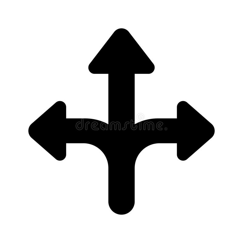 Three Way Direction Arrow Sign, Road Sign Direction Icon, Vector Design ...