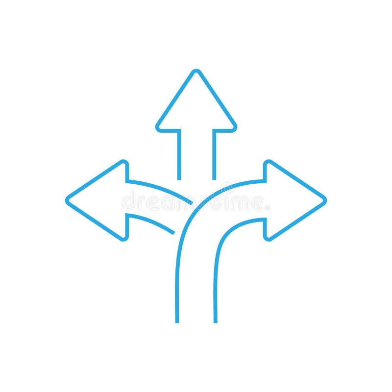 Three Way Direction Arrow Sign Road Sign Direction Icon Stock