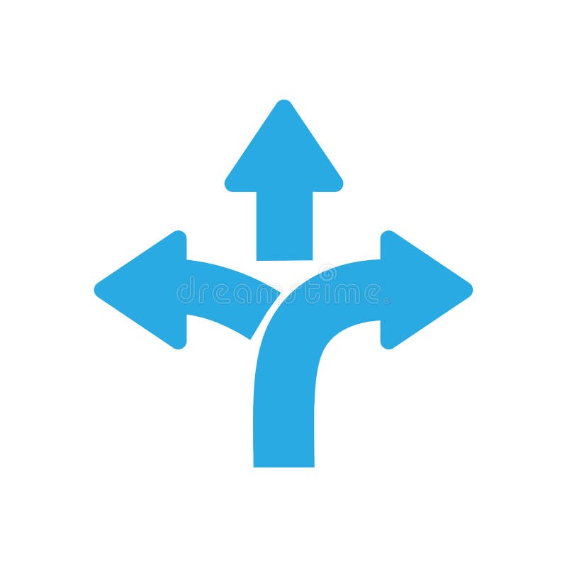 Three Way Direction Arrow Sign Road Sign Direction Icon Stock