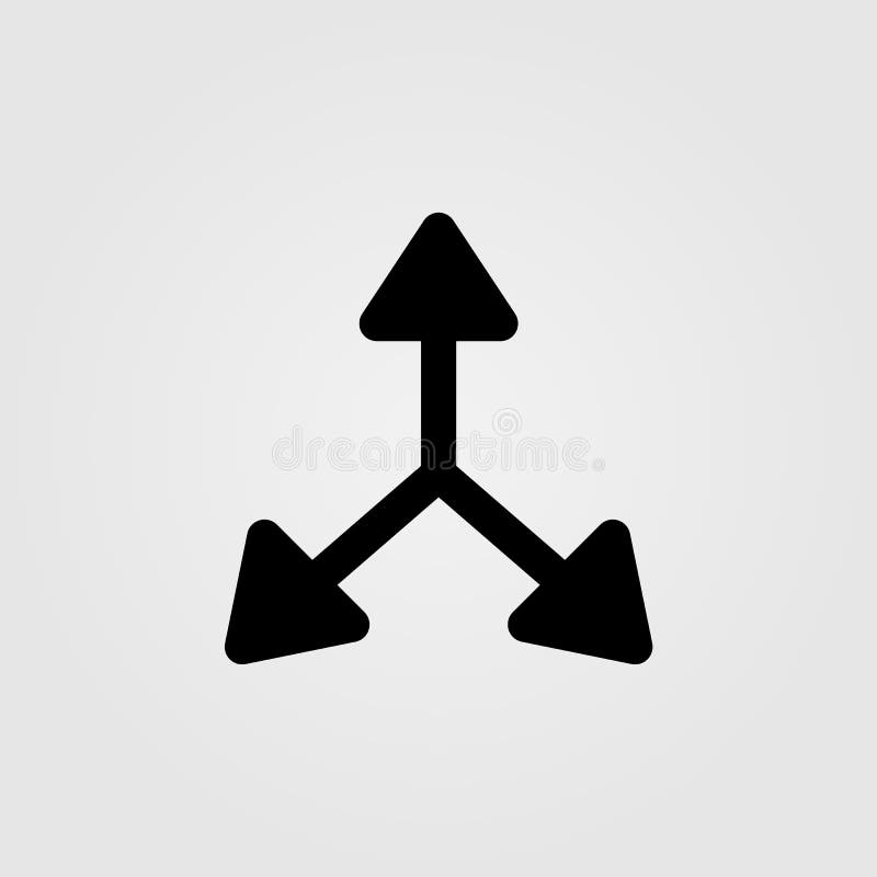 Three Way Directional Arrows Icon Isolated on White Background Stock ...