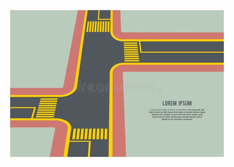 Three-way Junction. Simple Flat Illustration in Perspective View. Stock ...
