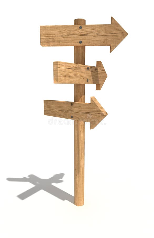 Wooden Directional Sign Post Stock Illustration - Illustration of ...