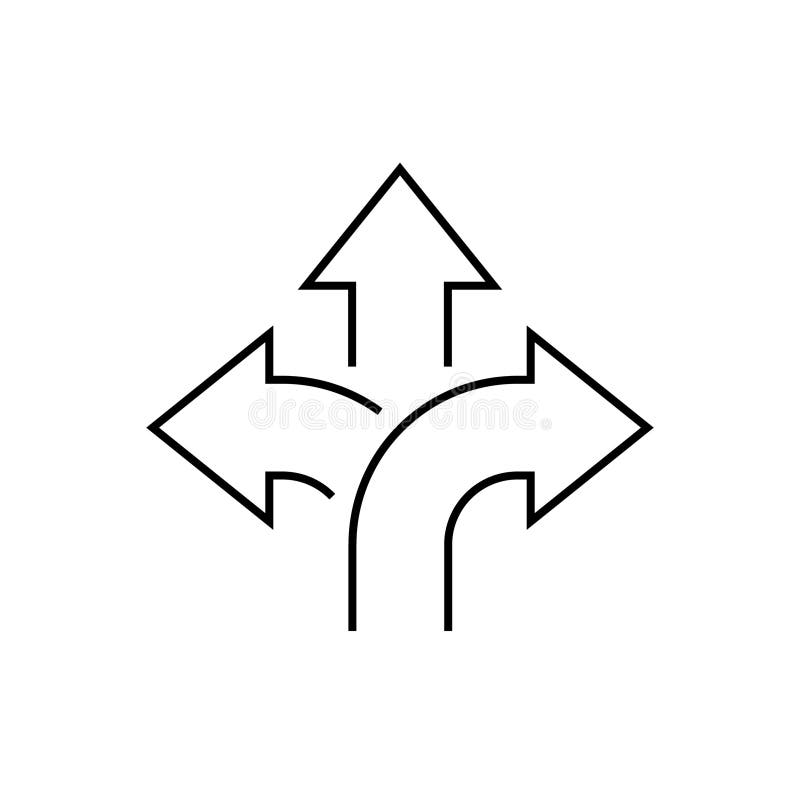 Three Ways Arrow Up Icon in Line Style. 3 Direction Choice Sign Symbol ...