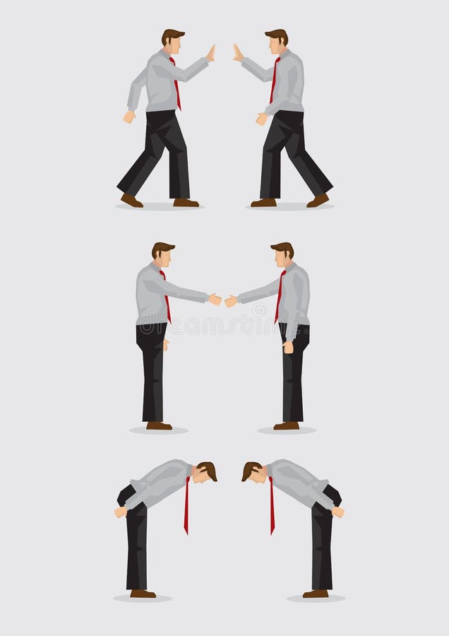 Three Ways of Greeting Gestures Vector Illustration Stock Vector ...