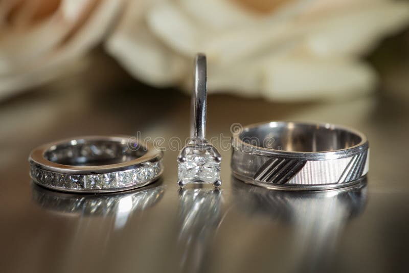 Three wedding rings stock photo. Image of engagement - 75815878