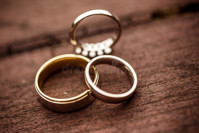 Three wedding rings stock photo. Image of fiancee, decoration - 46668636