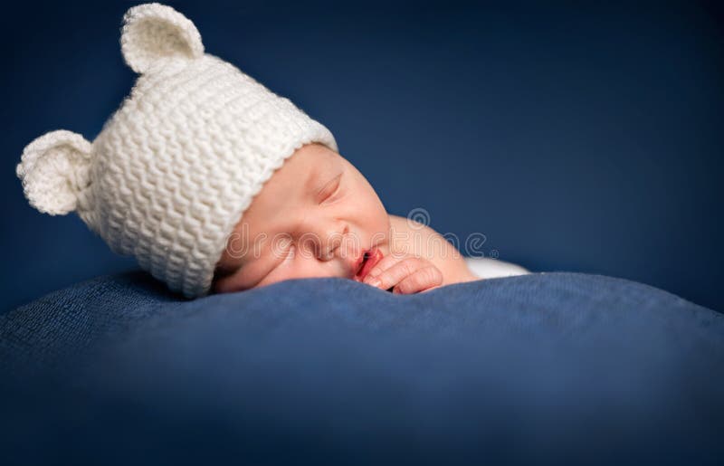 Three Week Old Newborn Baby Boy Sleeping Stock Image - Image of ...