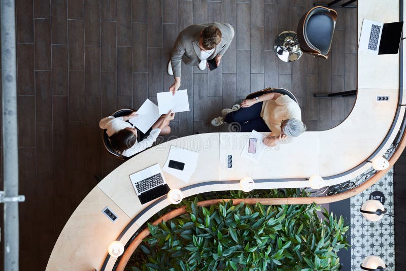 Three Office Workers Looking Busy with Paperwork Stock Image - Image of ...