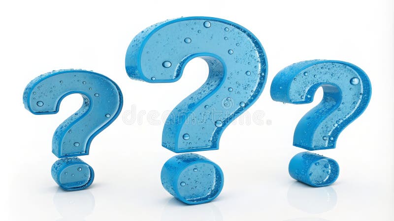 Three Wet Question Marks 3D Render, Blue, Water Droplets, Inquiry ...