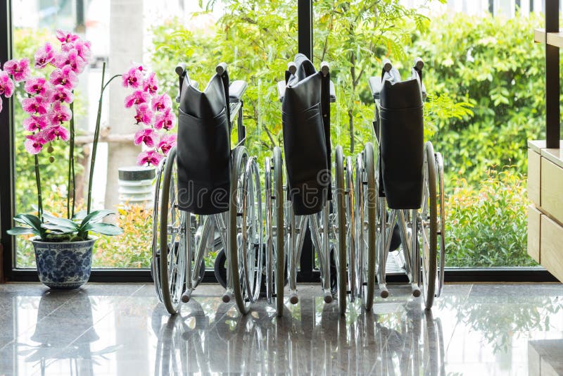Three Wheelchair for Service Stock Photo - Image of healthcare, empty ...