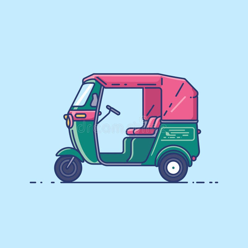 Three-Wheeled Auto-Rickshaw for Efficient Commuting Stock Illustration ...