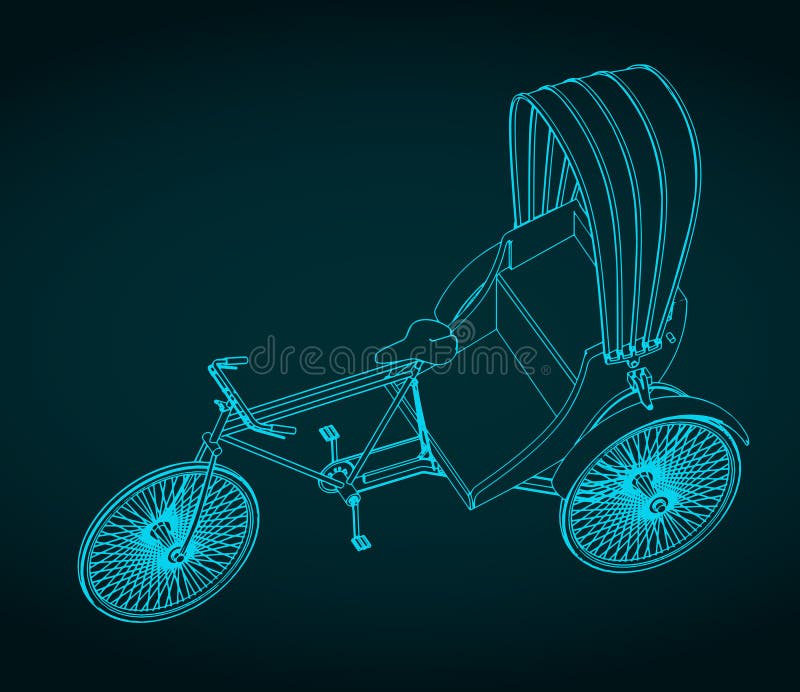 Three Wheeled Man-powered Vehicle Drawing Stock Vector - Illustration ...