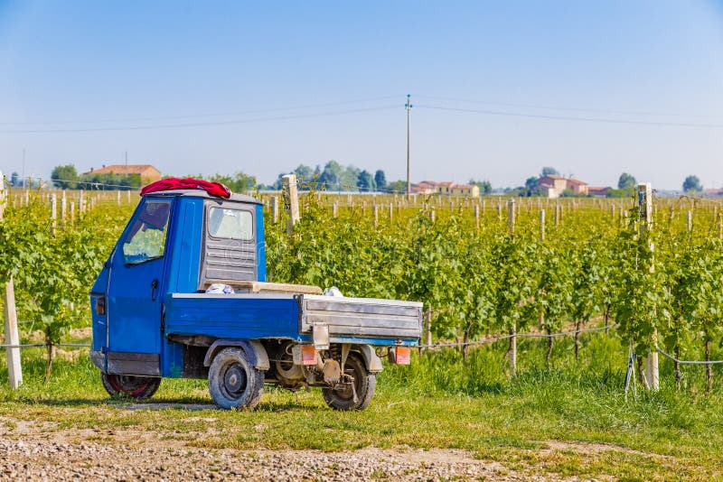 Three Wheels Van in the Countryside Stock Image - Image of three, italy ...