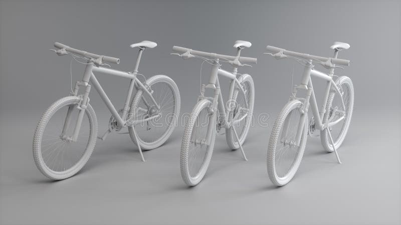 Three White Bicycle on a Soft Gray Studio Background. Sport Concept ...