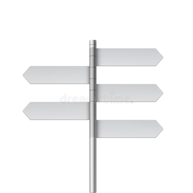 Three White, Blank Directional Signs Mounted on a Single Pole. Vector ...