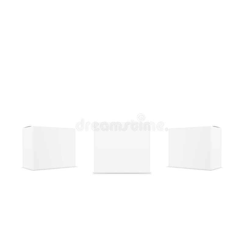 Three White, Blank Rectangular Boxes Standing Upright in a Row. Vector ...