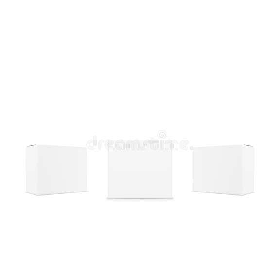 Three White, Blank Rectangular Boxes Standing Upright in a Row. Vector ...
