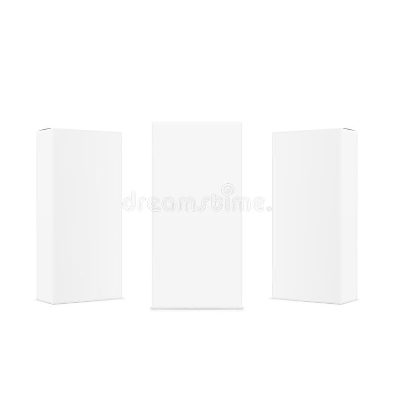 Three White, Blank Rectangular Boxes Standing Upright in a Row. Vector ...