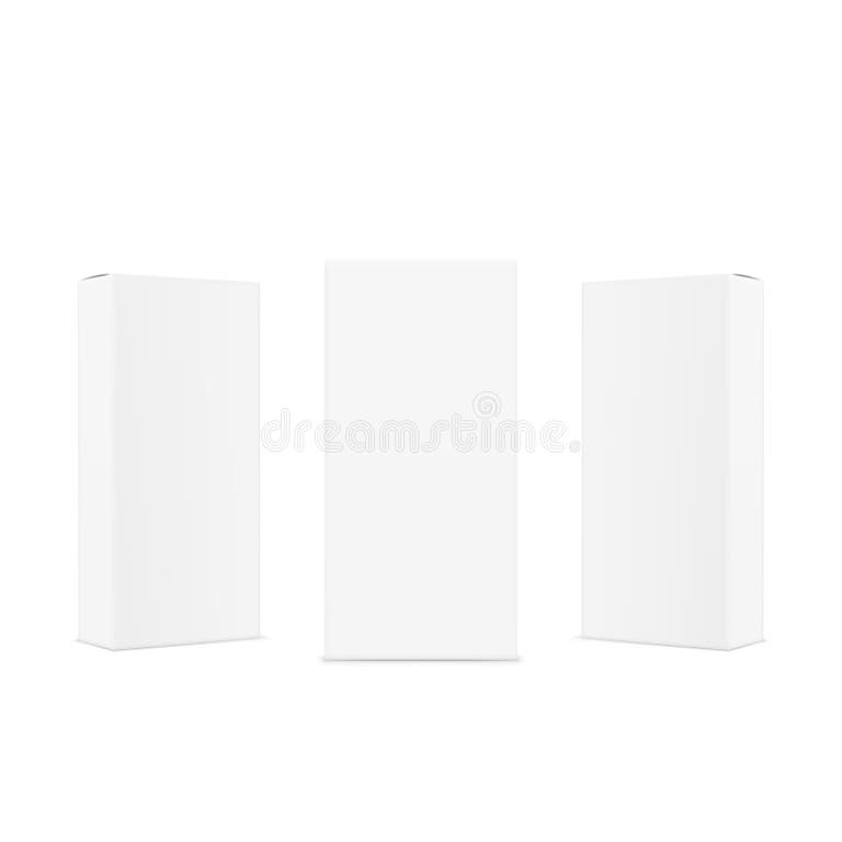 Three White, Blank Rectangular Boxes Standing Upright in a Row. Vector ...