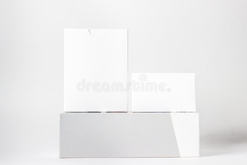 Three White Boxes on a White Background. Stock Photo - Image of ...