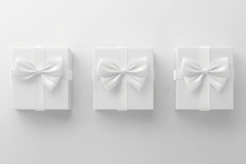 Three White Boxes with Bows on Them Stock Illustration - Illustration ...