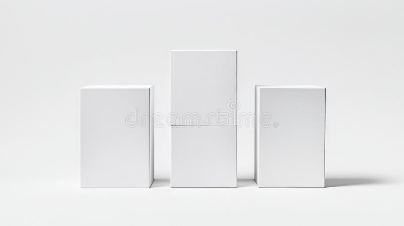 Three White Boxes of Different Sizes are Arranged in a Row. Stock Photo ...