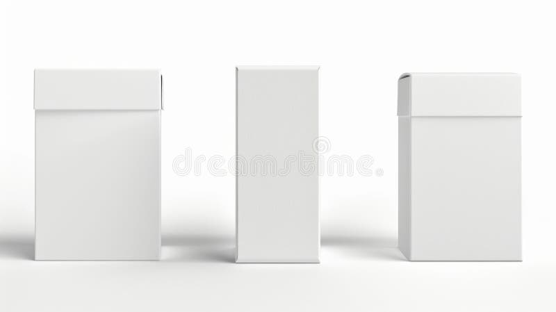 Three White Boxes Sitting Next To Each Other. Perfect for Product ...