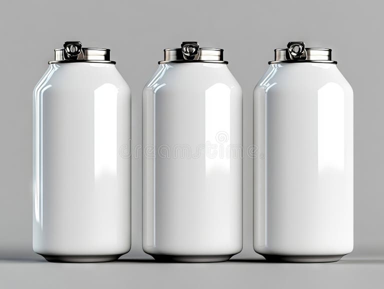 Three White Cans with Silver Caps Stock Illustration - Illustration of ...