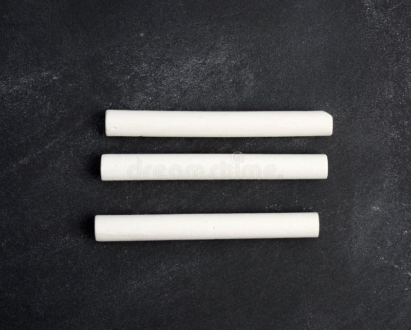 Three White Chalk on a Blackboard Stock Image - Image of empty, rough ...