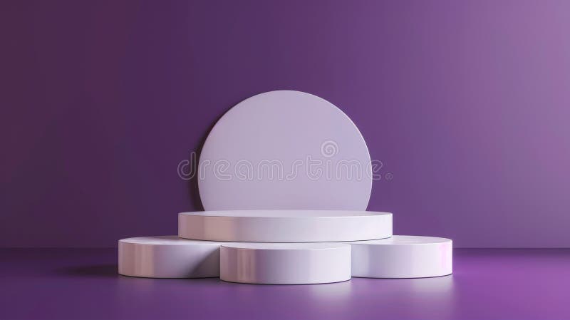 Three White Circular Objects on Purple Surface Stock Illustration ...