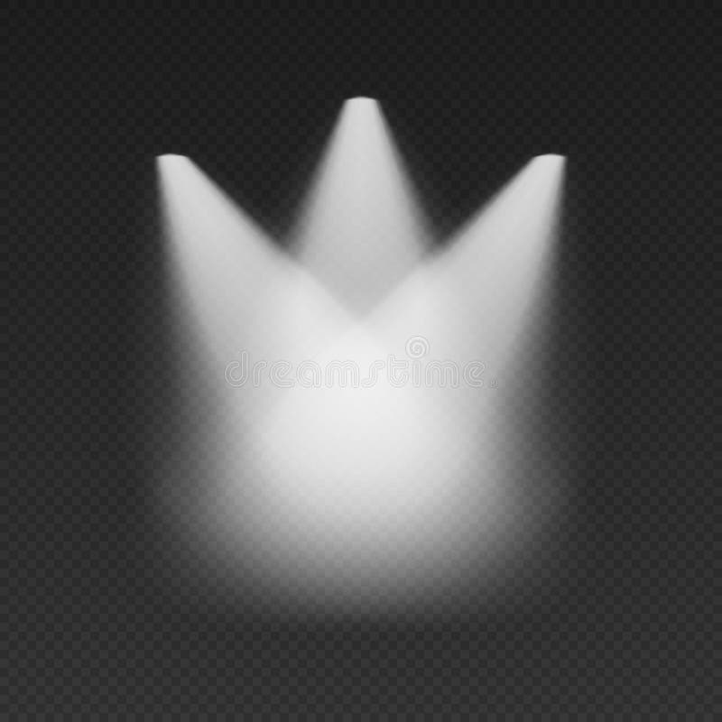 Three White Cone Lights from Top with Darkened Edges. Stock Vector ...