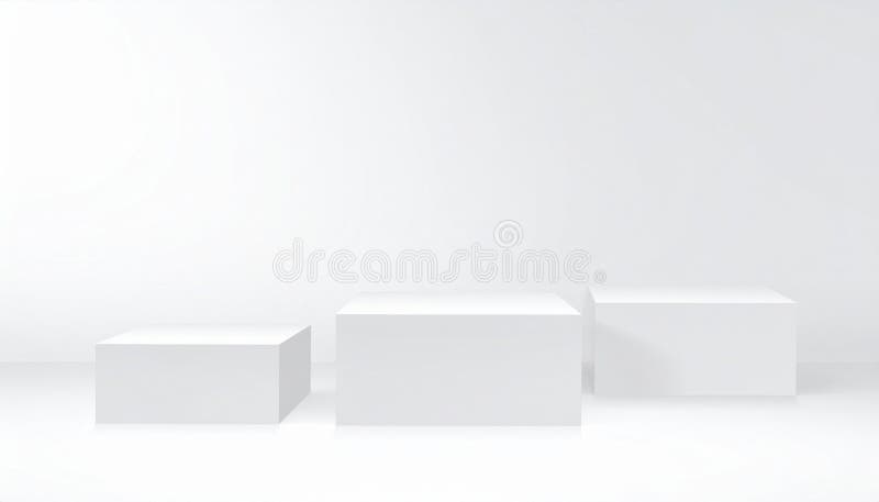 Three White Cubes on a White Background Stock Illustration ...
