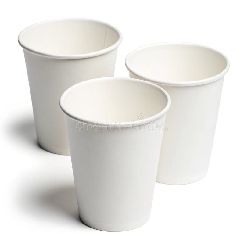 Three White Cups Isolated on White Background Stock Illustration ...
