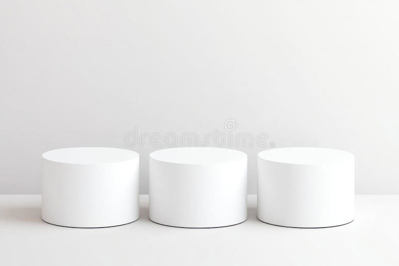 Three White Cylinders Stand Together in Simplicity Minimalist Theme ...