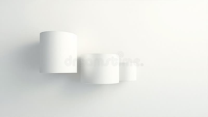 Three White Cylindrical Forms Minimalist Design Stock Illustration ...