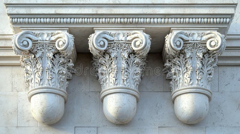 Three White Decorative Pillars Standing in a Bright Space with a ...
