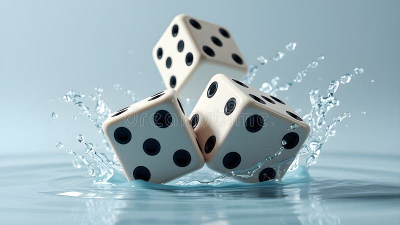 Three White Dice are Floating in a Pool of Water Stock Illustration ...