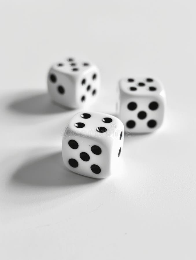 Three White Dice are Sitting on a White Surface Stock Photo - Image of ...
