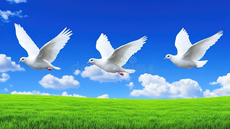 Doves flying in the sky stock image. Image of freedom - 70163487
