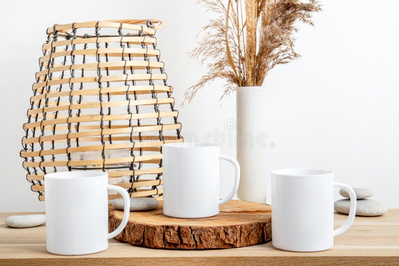 Empty Mugs of Different Shapes and Sizes on the Table Stock Photo ...