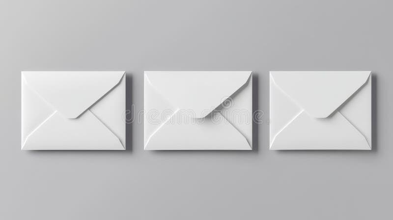 Three White Envelopes Laying Flat on a Grey Background they are All ...